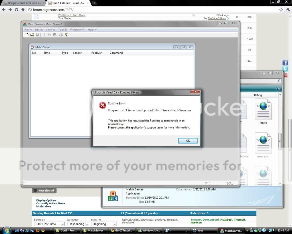 Error Runtime: MatchServer | RaGEZONE - MMO Development Forums